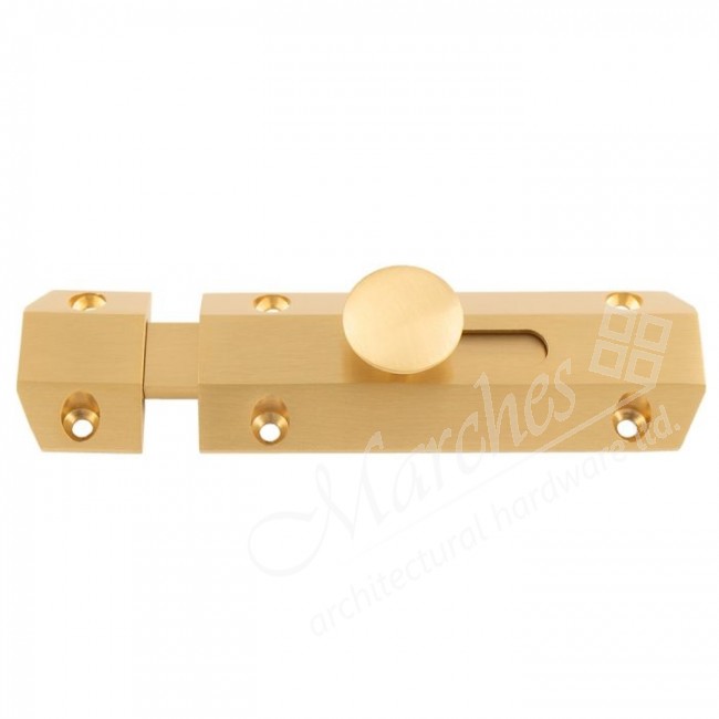 4" Surface Bolt with 3 Keeps - Satin Brass - Slide Action Bolts - Bolts ...