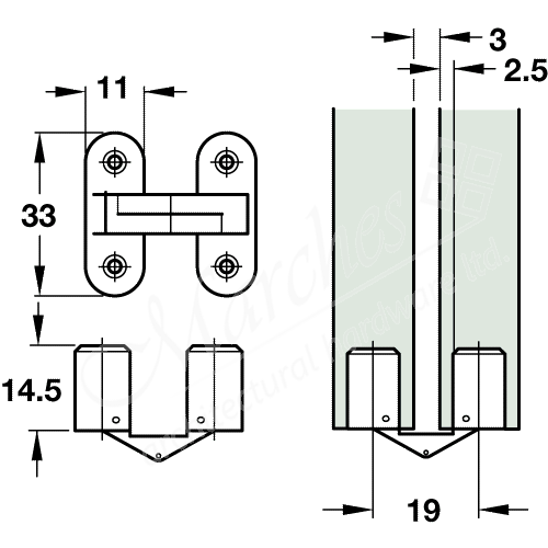 Vidi-super Hinge 180d Conceal - Soss/Zysa - Ironmongery Hinges ...