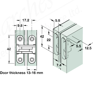 Soss hinge 101, for 13-16 mm door thickness - Soss/Zysa - Ironmongery ...