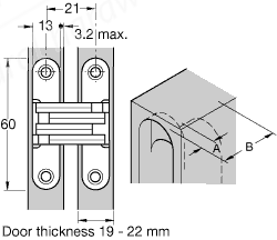 Soss hinge 204, for 19-22 mm door thickness - Soss/Zysa - Ironmongery ...