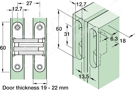 205 Soss Hinge Nickel Plated - Soss/Zysa - Ironmongery Hinges ...