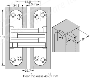 Soss hinge 220, for 48-51 mm door thickness - Concealed - Mortice ...