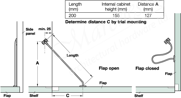 Flexible flap stay, for lightweight flaps - Stays: Flap stays - Locking ...