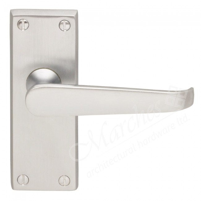 Victorian Lever Latch - Satin Chrome - Lever Handles on Backplate ...
