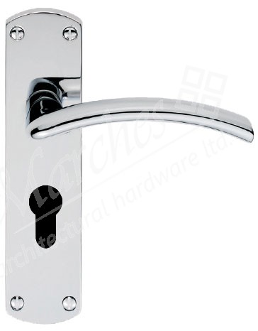 Carlisle Tres Euro Lever Lock Handle - PC - Lever Handles on Backplate ...