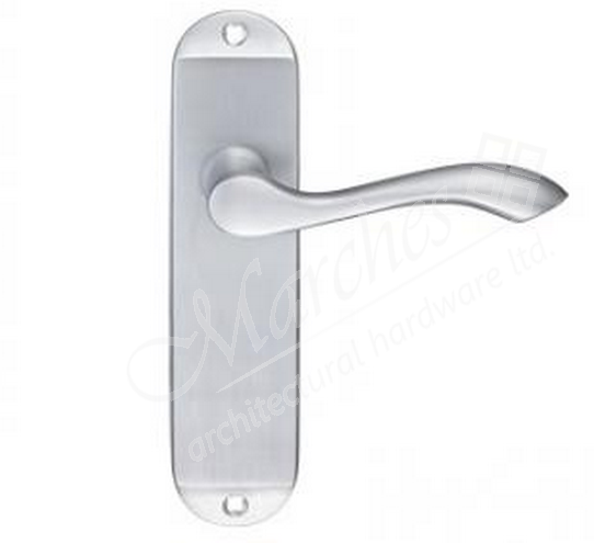 Zinc Oval Lever Latch Set - Satin Chrome - Lever Handles on Backplate ...