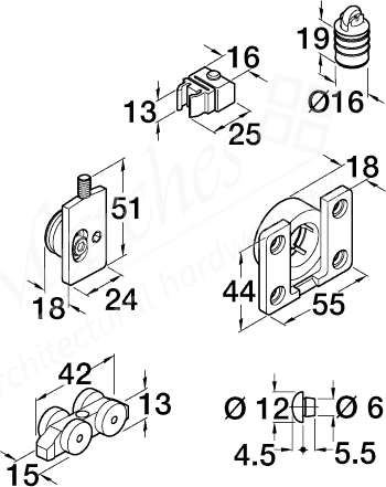 EKU Clipo 35 H-S fitting set, back fixing - Fitting set for straight ...