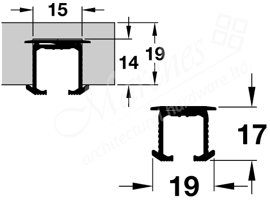 EKU Clipo 16SH Mixfront top track, swivel lug fixing - Channels ...