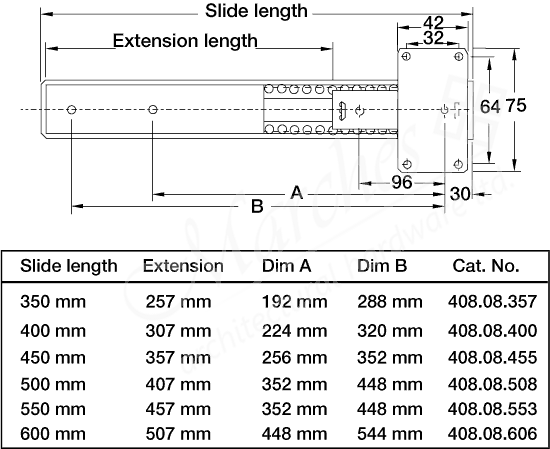 Flipper Runner 500mm Zinc Pl - Runners for pivot sliding doors - Runner ...