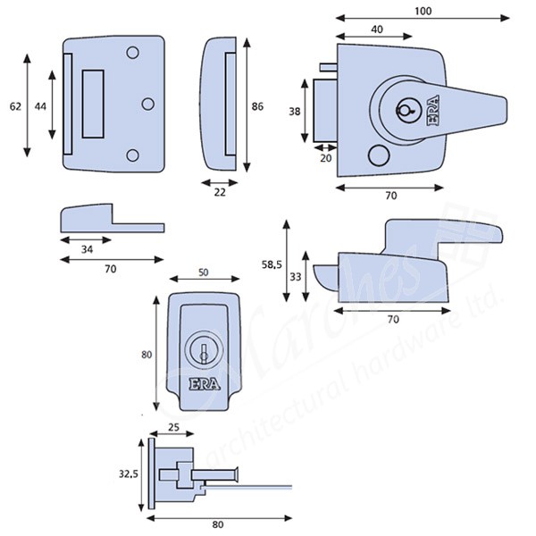 British Standard Security Night Latch 40mm Backset - Satin Chrome ...