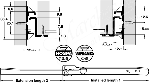 Bottom Fix Drawer Runners - 35kg - White - Drawer Runners - Cabinet ...