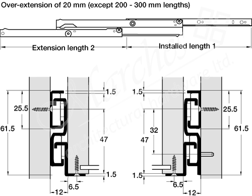 Drawer Runner 50kg 200mm White - Roller Action Runners - Runner Range ...