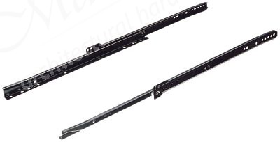 Drawer runners, single extension, 25 kg capacity, base mounting, black ...