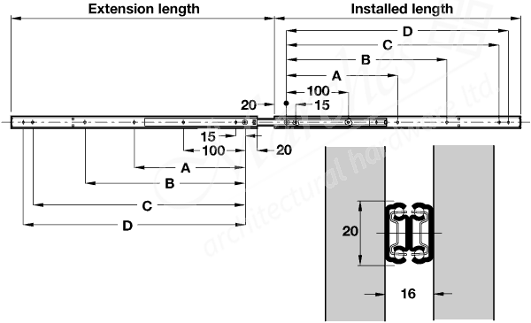 Accuride 2431 drawer runners, full extension, 20 kg capacity - Ball ...