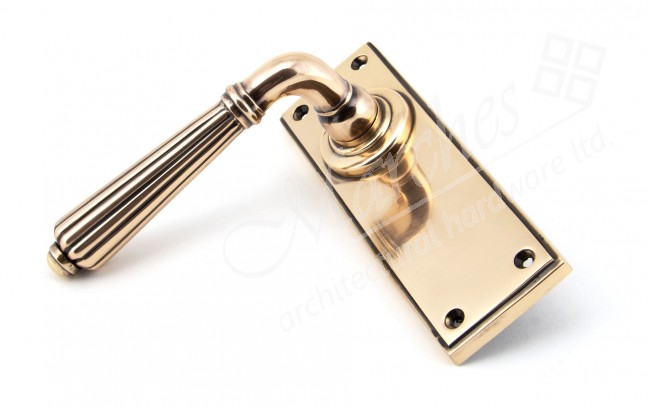 Hinton Lever Latch Set - Polished Bronze - Lever Handles on Backplate ...