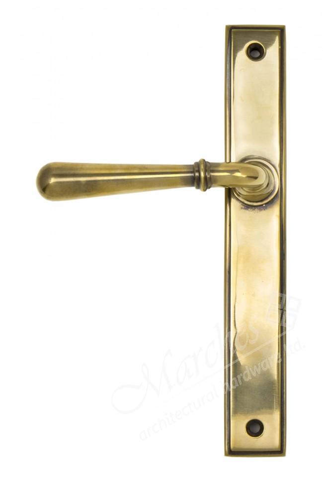 Newbury Slimline Lever Latch Set - Aged Brass - Lever Handles on ...