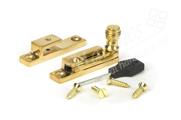 Narrow Prestbury Quadrant Fastener - Polished Brass - Sash Fasteners ...