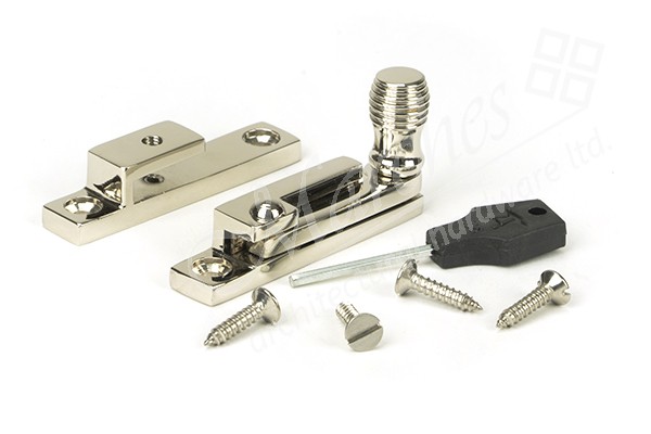 Narrow Beehive Quadrant Fastener - Polished Nickel - Sash Fasteners ...