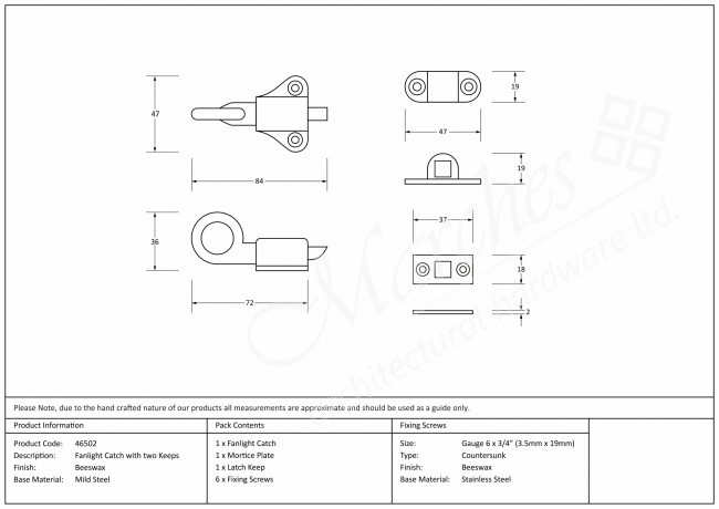 Fanlight Catch with two Keeps - Various Finishes - Fanlight Catches ...