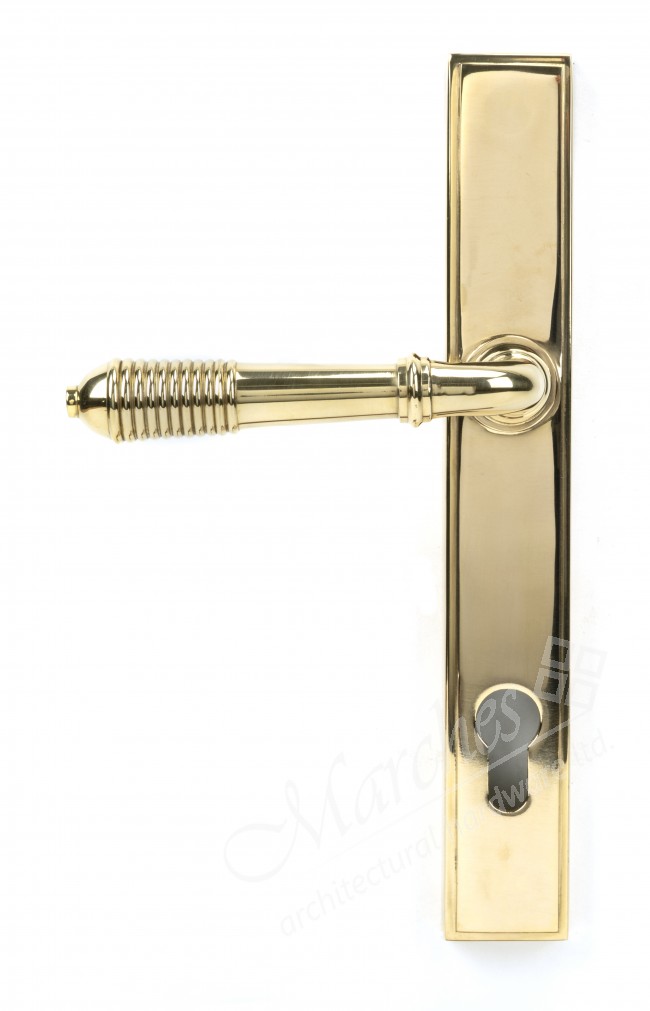 Reeded Slimline Lever Espag. Lock Set - Polished Brass - Espagnolette ...