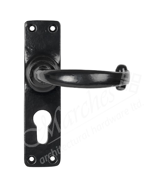 Lever Euro Lock Set - Black - Lever Handles on Backplate - Door Handles ...