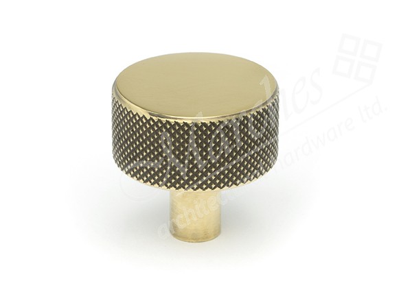 32mm Brompton Cabinet Knob (No rose) - Aged Brass - Round Knobs ...