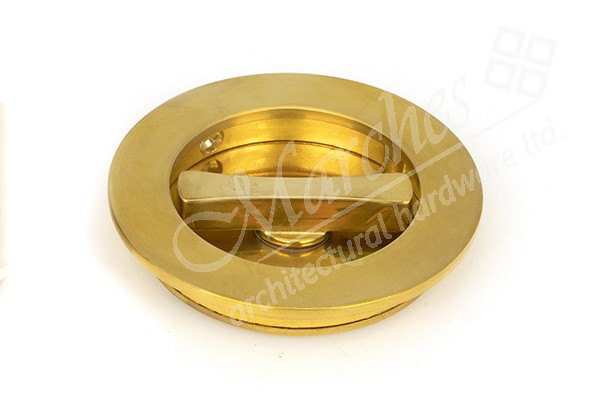 75mm Plain Round Pull Privacy Set - Polished Brass - Sliding & Pocket ...