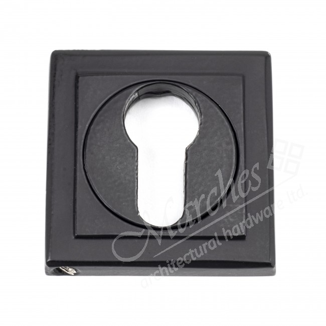 Matt Black Round Euro Escutcheon (Square) - Escutcheons - Escutcheons ...
