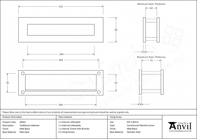 Matt Black Traditional Letterbox - Letter Plates & Tidies - Door ...