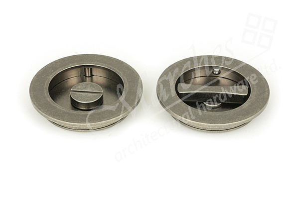 75mm Plain Round Pull Privacy Set - Pewter - Sliding & Pocket Door ...