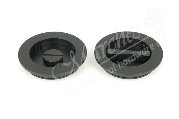 75mm Plain Round Pull Privacy Set - Matt Black - Sliding & Pocket Door ...