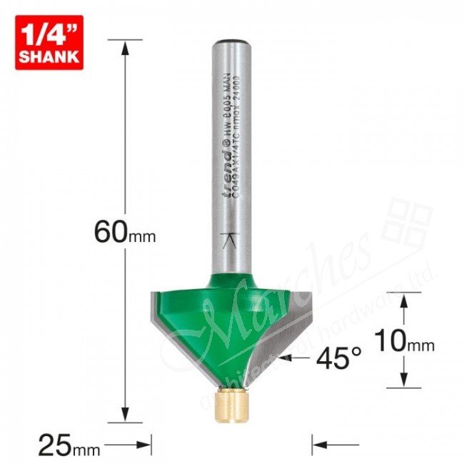 C049A1/4TC - Trend Pin Guided 45Â° Chamfer Cutter - 1/4" Shank ...