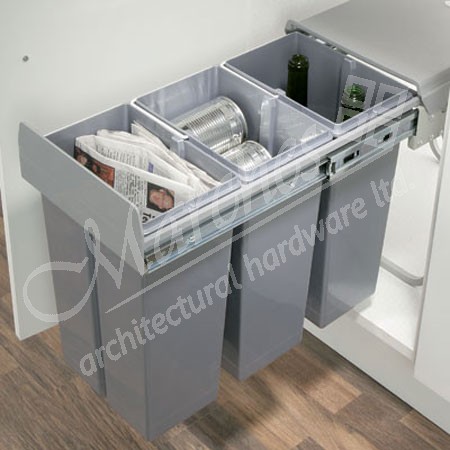 Pull out waste bin, self closing, 1x 10, 1x 20/3x 10 litre - Waste bins ...