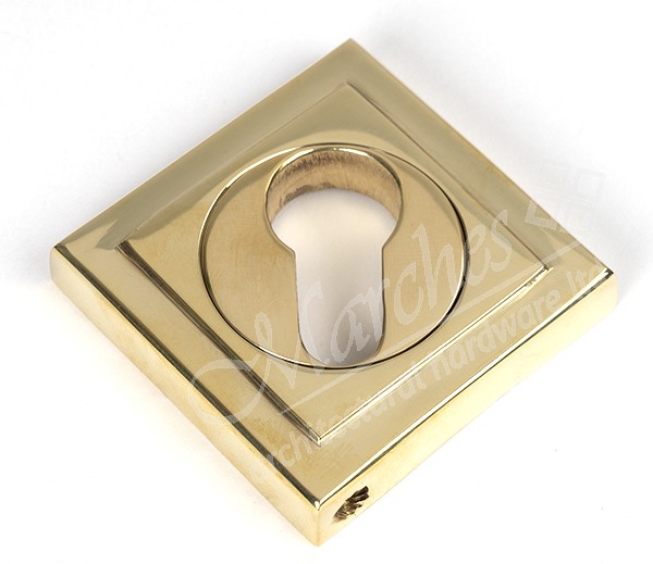 Round Euro Escutcheon (Square) - Polished Brass - Escutcheons ...