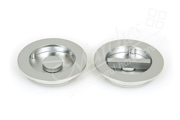 75mm Plain Round Pull Privacy Set - Satin Chrome - Sliding & Pocket ...