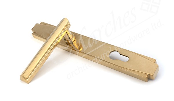 Art Deco Slimline Lever Espag. Lock Set - Polished Brass - Espagnolette ...