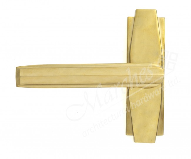 Art Deco Lever on Rose Set - Polished Brass - Lever Handles on Rose ...