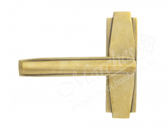 Art Deco Lever on Rose Set - Aged Brass - Lever Handles on Rose - Door ...