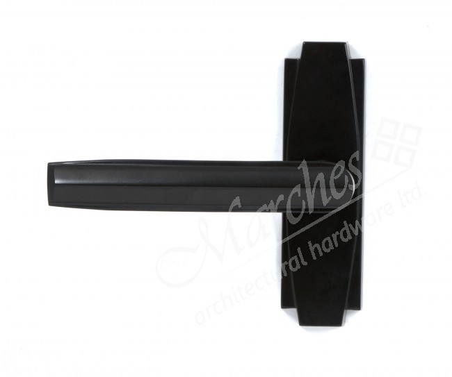 Art Deco Lever on Rose Set - Aged Bronze - Lever Handles on Rose - Door ...