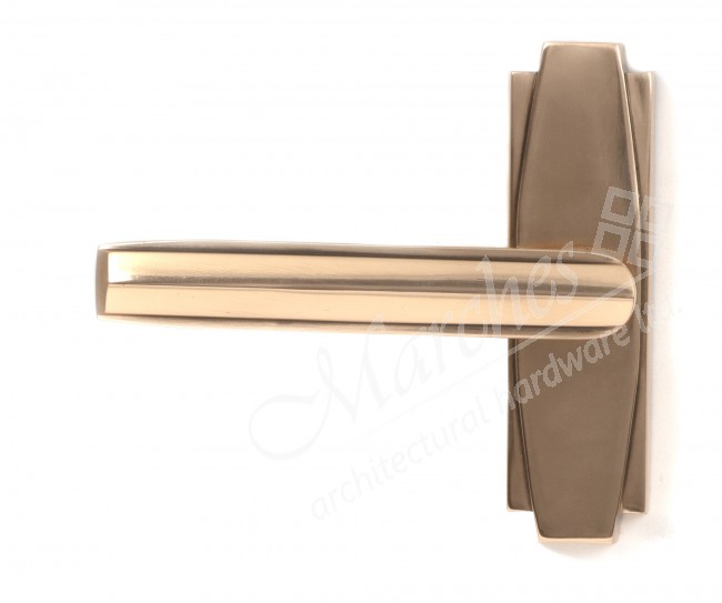 Art Deco Lever on Rose Set - Polished Bronze - Lever Handles on Rose ...