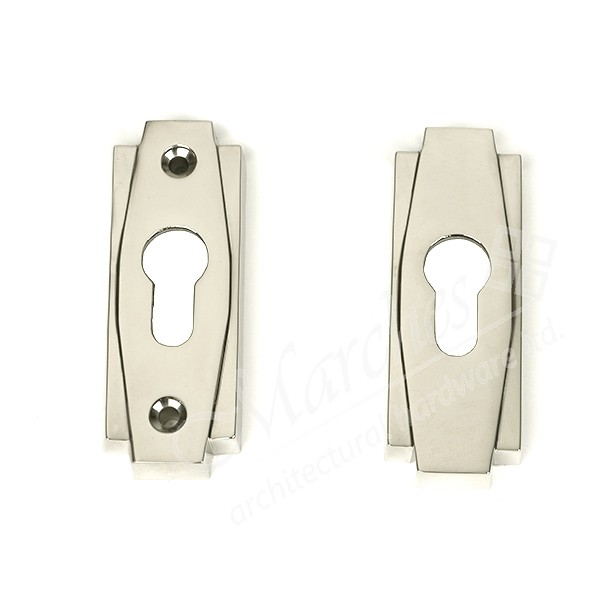 Art Deco Euro Escutcheon (Set) - Polished Nickel - Escutcheons ...