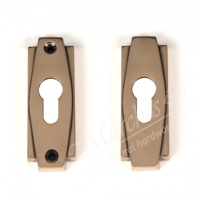 Art Deco Euro Escutcheon (Set) - Polished Bronze - Escutcheons ...