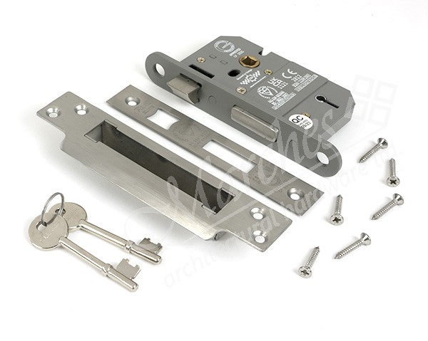 2½" 5 Lever BS Sash Lock - Satin Chrome - British Standard Sashlocks ...