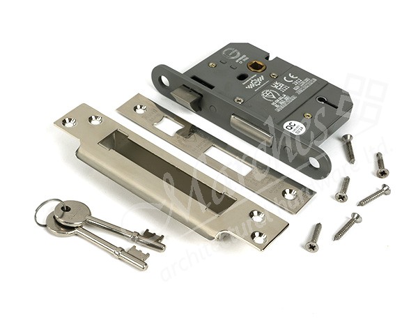 3" 5 Lever BS Sash Lock - Polished Nickel - British Standard Sashlocks ...