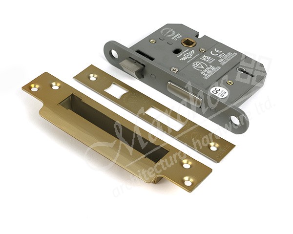 3" 5 Lever BS Sash Lock KA - Satin Brass - British Standard Sashlocks ...