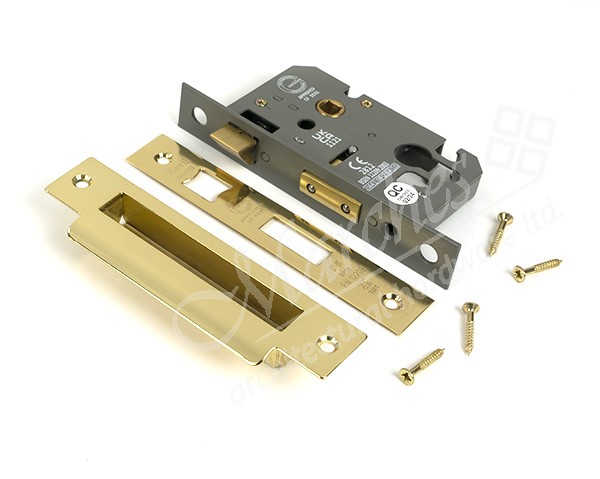 2½" Euro Profile Sash Lock - Polished Brass - Euro Profile Lock Cases ...