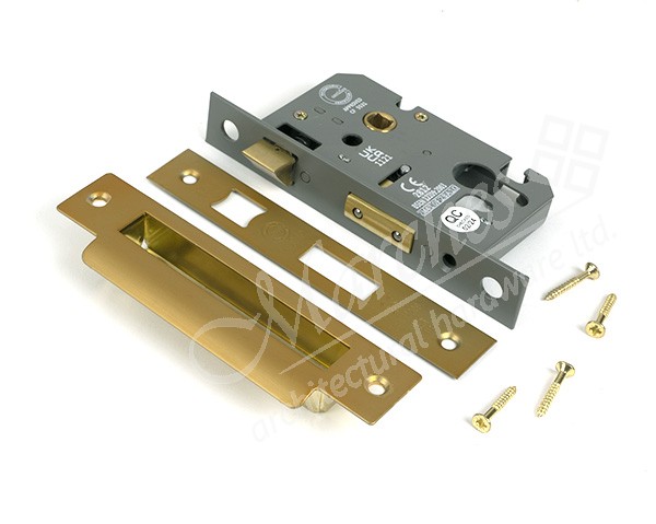 2½" Euro Profile Sash Lock - Satin Brass - Euro Profile Lock Cases ...
