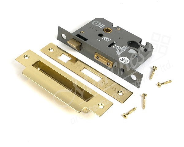 3" Euro Profile Sash Lock - Polished Brass - Euro Profile Lock Cases ...