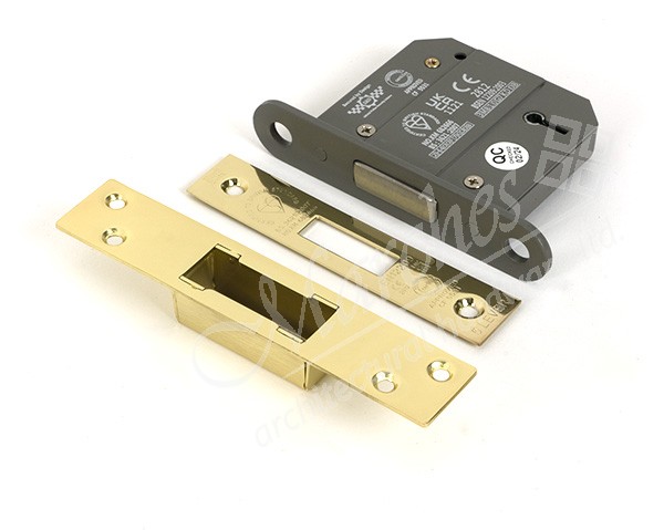 3" 5 Lever BS Dead Lock - Polished Brass - British Standard Deadlocks ...