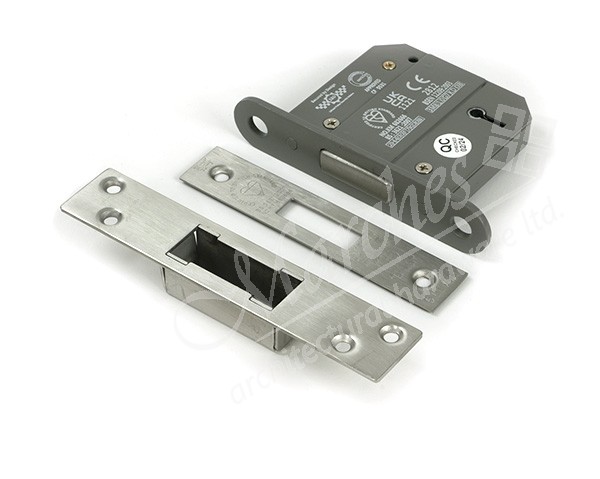 3" 5 Lever BS Dead Lock - Satin Chrome - British Standard Deadlocks ...